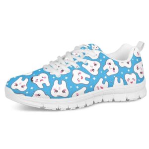 dremagia cute teeth print women’s running tennis shoes lightweight casual walking sneakers