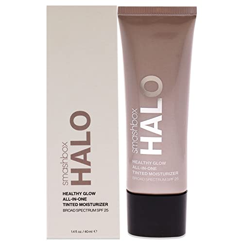 Halo Healthy Glow All-In-One Tinted Moisturizer SPF 25 with Hyaluronic Acid, Light to Medium Coverage, Dewy Finish, Oil-free, Sweat and Humidity Resistant