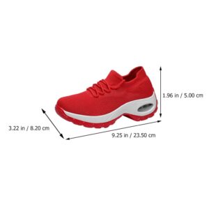 Holibanna 1 Pair Sneakers Platform Sneakers for Women Knit Sports Running Shoes Sneakers Sports Shoes Chunky Sneakers for Women Woman Sneakers Girl Child Knitting Lace up Work Shoes Red