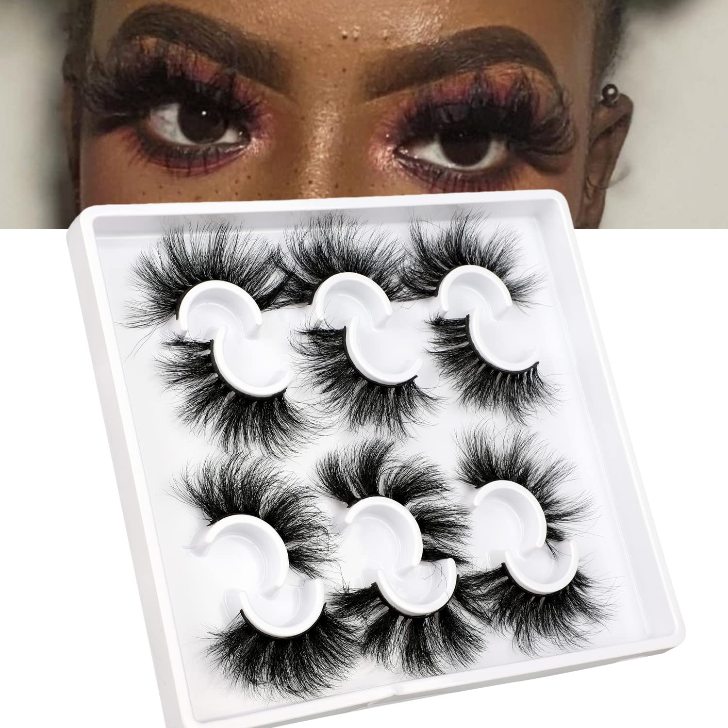 Mink Lashes Fluffy Eyelashes Dramatic Long Wispy Fake Eyelashes Thick 6 Styles Mixed Luxury Russian Strip D Curl False lashes Soft Handmade Reusable Lashes Pack