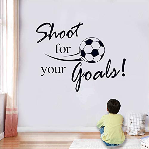 SITAKE Soccer Stickers, “Shoot for Your Goals” Wall Art Soccer Ball Stickers Decals for Kids Room, Football Vinyl Sticker for Boys Bedroom Playroom Living Room Window Door Decoration, 23.6 x 31.5 in