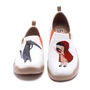 UIN Women's Flats Canvas Lightweight Sneakers Slip Ons Walking Casual Art Painted Travel Holiday Shoes Princess's Garden (Little Red, Numeric_7_Point_5)