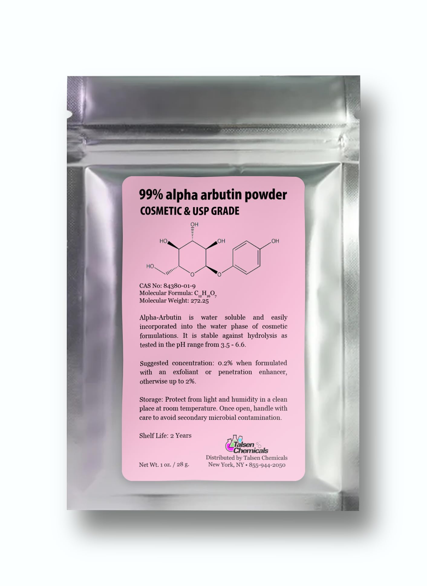 Pure Alpha-Arbutin Powder Snow White Powder 1 Oz. / 28 Grams 99% Pure DIY USP Grade.