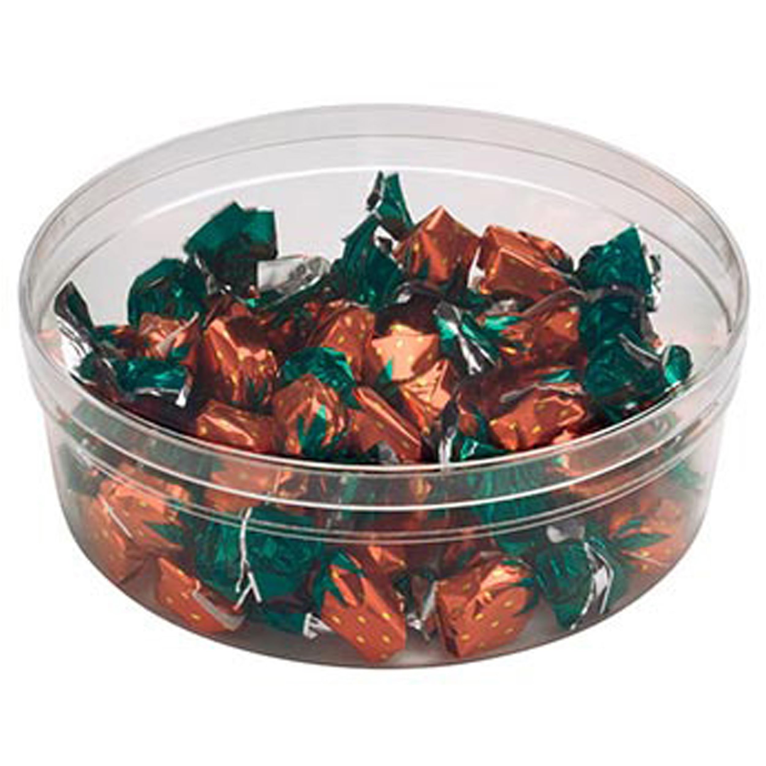 Pioneer Plastics 183C Clear Round Plastic Container with Frosted Bottom, 6.875" W x 2.625" H