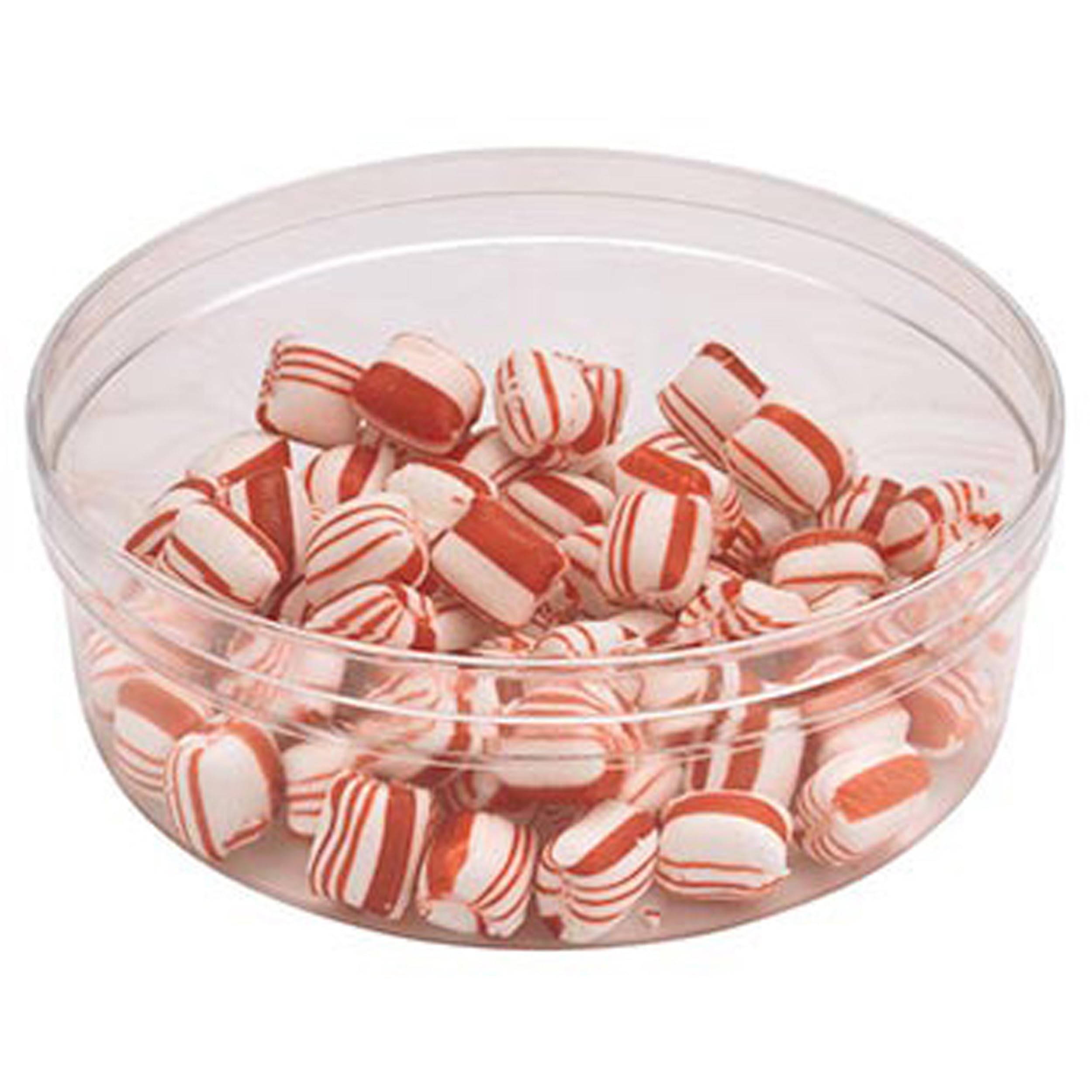 Pioneer Plastics 183C Clear Round Plastic Container with Frosted Bottom, 6.875" W x 2.625" H