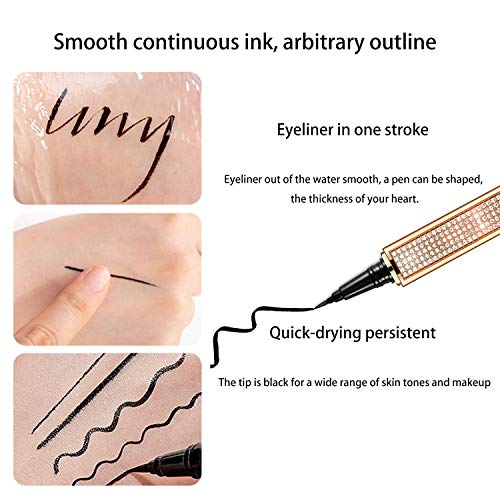 NewBang 3 Pcs Liquid Eyeliner Pen, Upgraded Self-adhesive Long-Lasting Waterproof Eyelash Glue Pen, No Magnetic, Black, Black, Clear