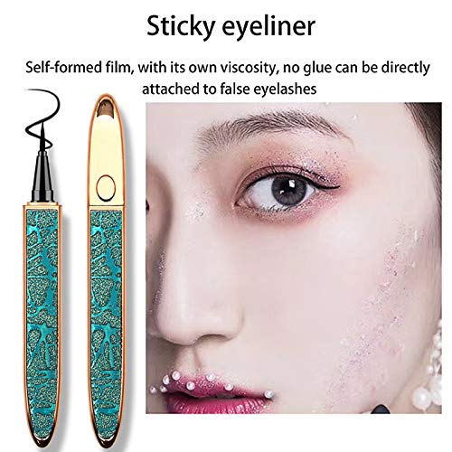 NewBang 3 Pcs Liquid Eyeliner Pen, Upgraded Self-adhesive Long-Lasting Waterproof Eyelash Glue Pen, No Magnetic, Black, Black, Clear