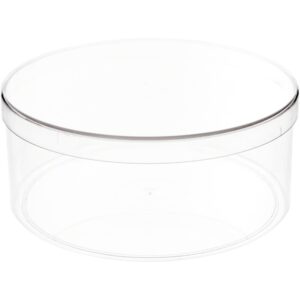 pioneer plastics 180c clear round plastic container, 6" w x 2.5" h