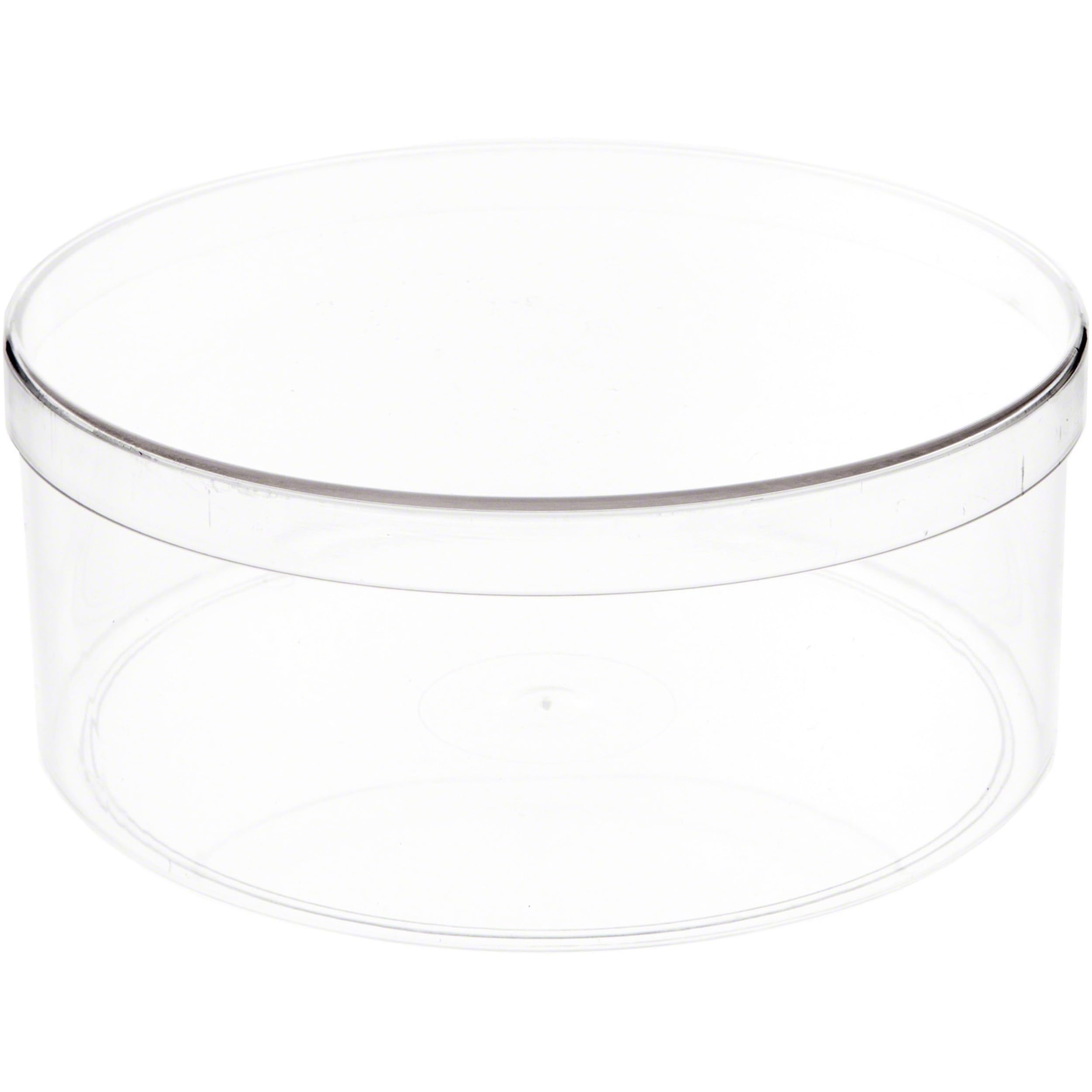 Pioneer Plastics 180C Clear Round Plastic Container, 6" W x 2.5" H