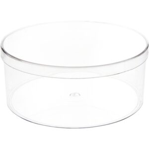 pioneer plastics 185c clear round plastic container, 7.375" w x 3" h