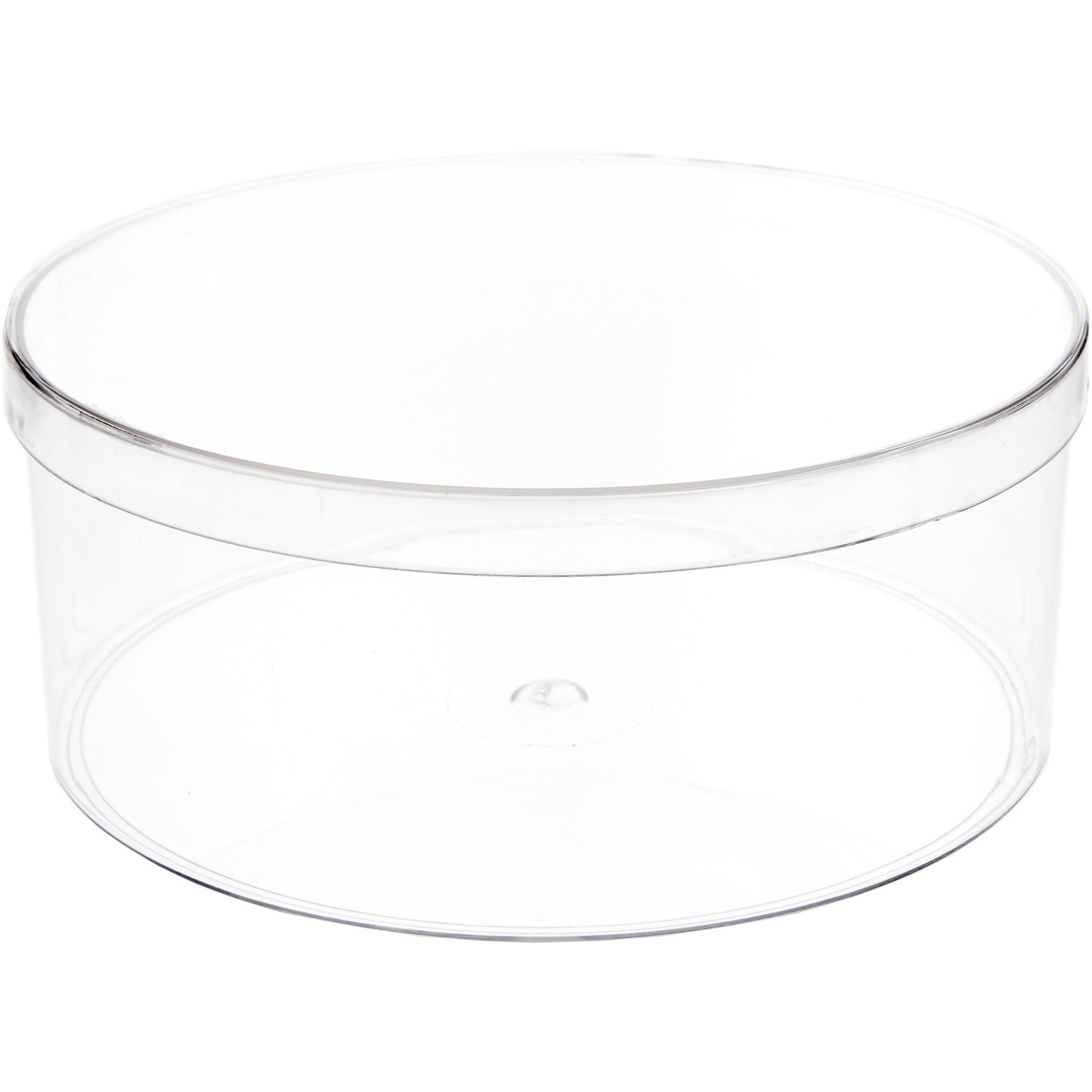 Pioneer Plastics 185C Clear Round Plastic Container, 7.375" W x 3" H