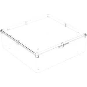 pioneer plastics 156c clear square plastic container, 4.3125" w x 4.3125" d x 1.375" h, pack of 12