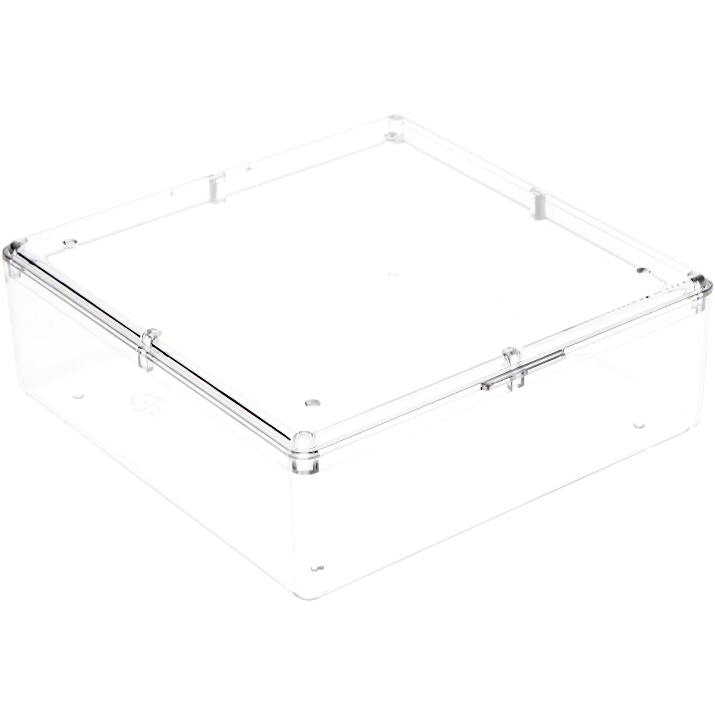 Pioneer Plastics 156C Clear Square Plastic Container, 4.3125" W x 4.3125" D x 1.375" H, Pack of 12