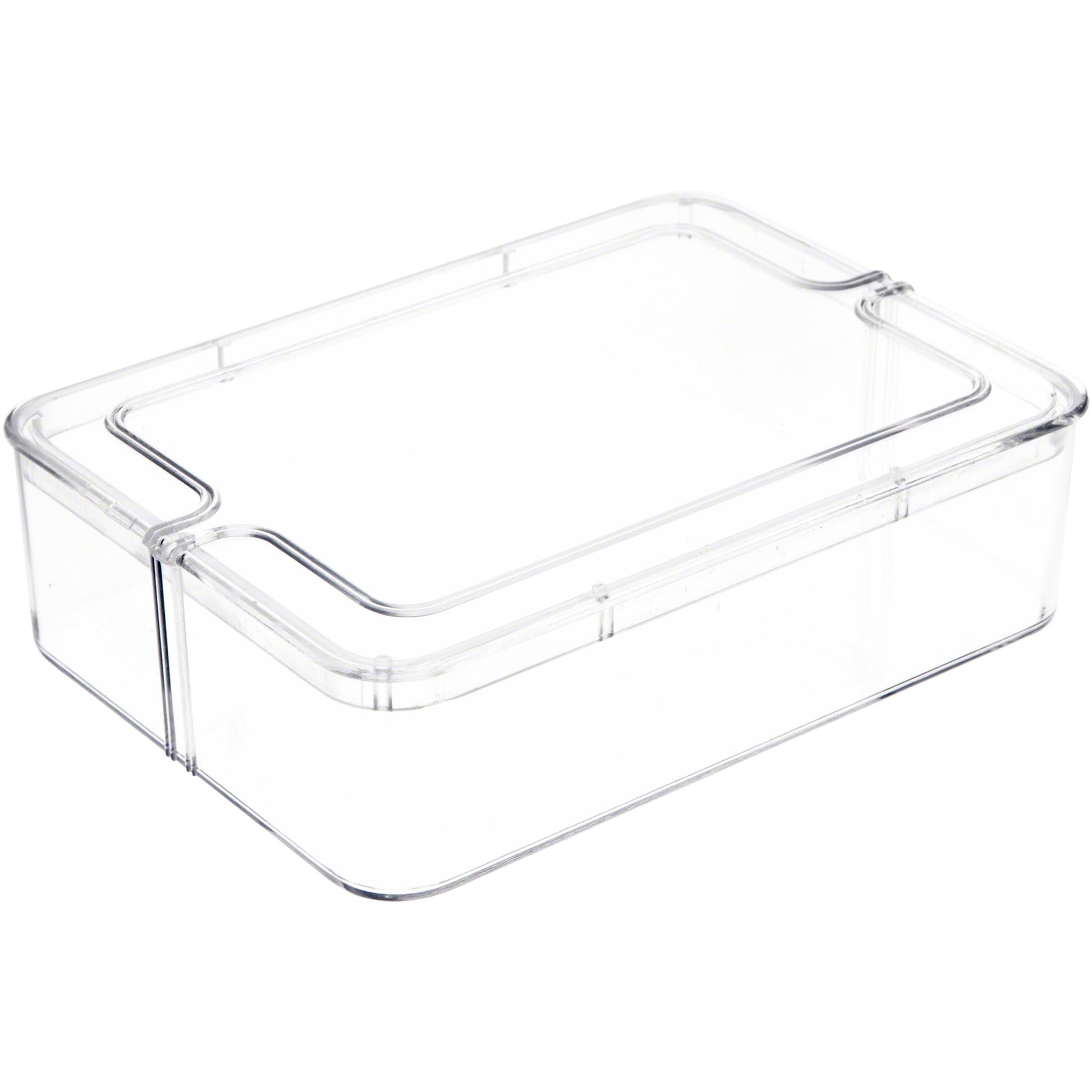 Pioneer Plastics 030C Clear Small Rectangular Plastic Container, 5.4375" W x 4" D x 1.5" H, Pack of 4