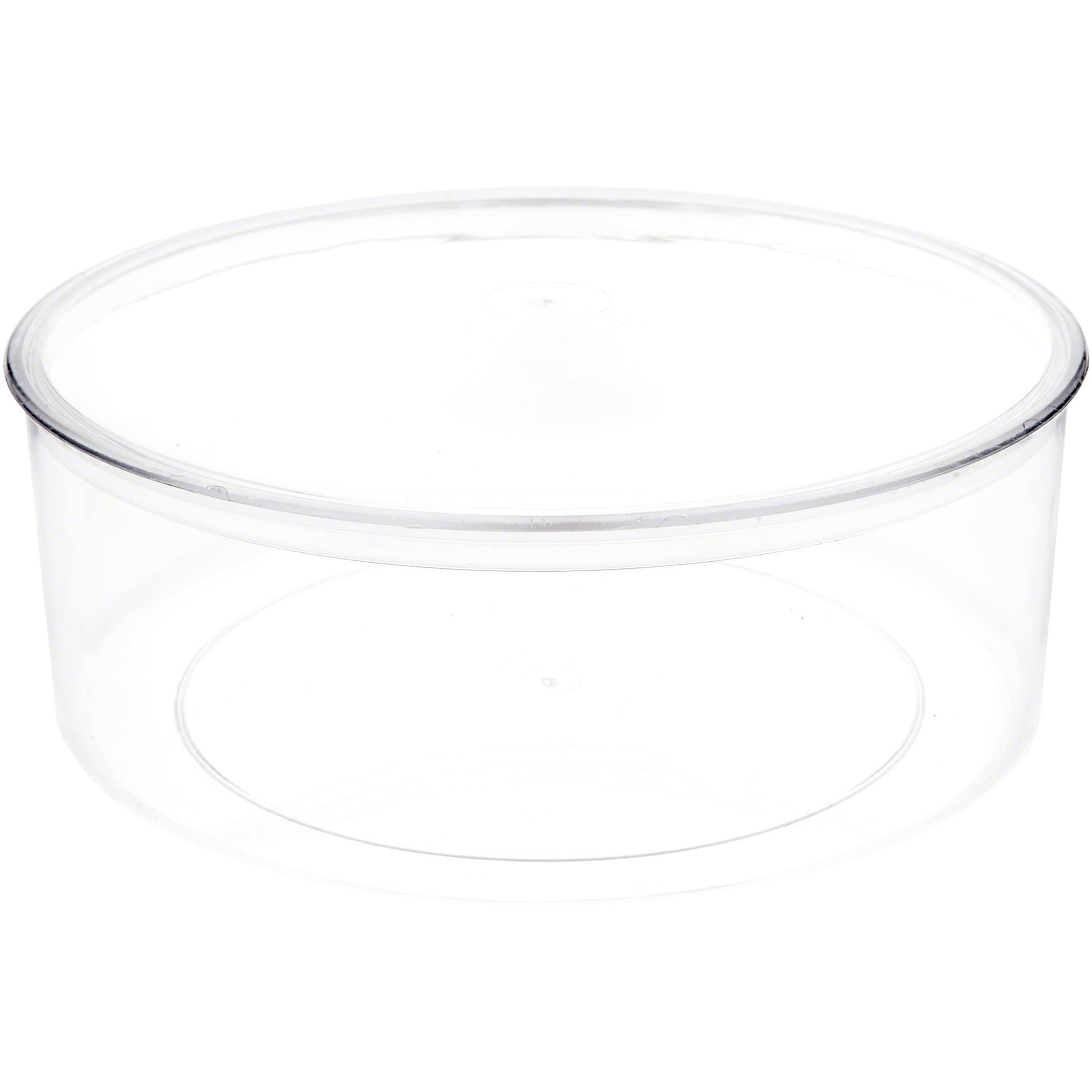 Pioneer Plastics 240C Clear Large Round Plastic Container, 8" W x 3" H