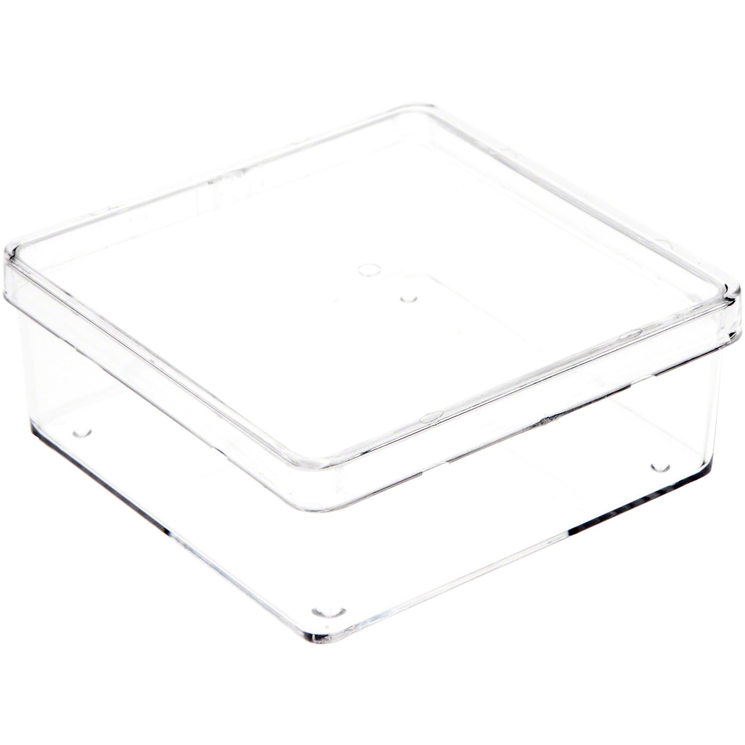 Pioneer Plastics 006C Clear Extra Small Square Plastic Container, 2.875" W x 2.875" D x 1.0625" H, Pack of 12