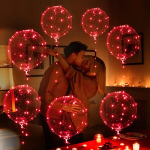 Red Light up Balloons, 7 Packs 20 Inch Bobo Balloons with 10ft Lights for Birthday Graduation Party Wedding Valentines Day Christmas Decoration (Red)