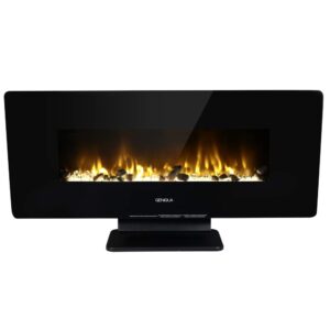 geniqua 42" wall/stand mounted electric fireplace w/remote heater led multi flame timer