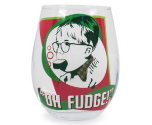 silver buffalo a christmas story oh fudge! stemless wine glass | holds 20 ounces