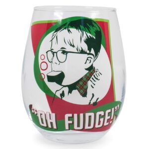 Silver Buffalo A Christmas Story Oh Fudge! Stemless Wine Glass | Holds 20 Ounces