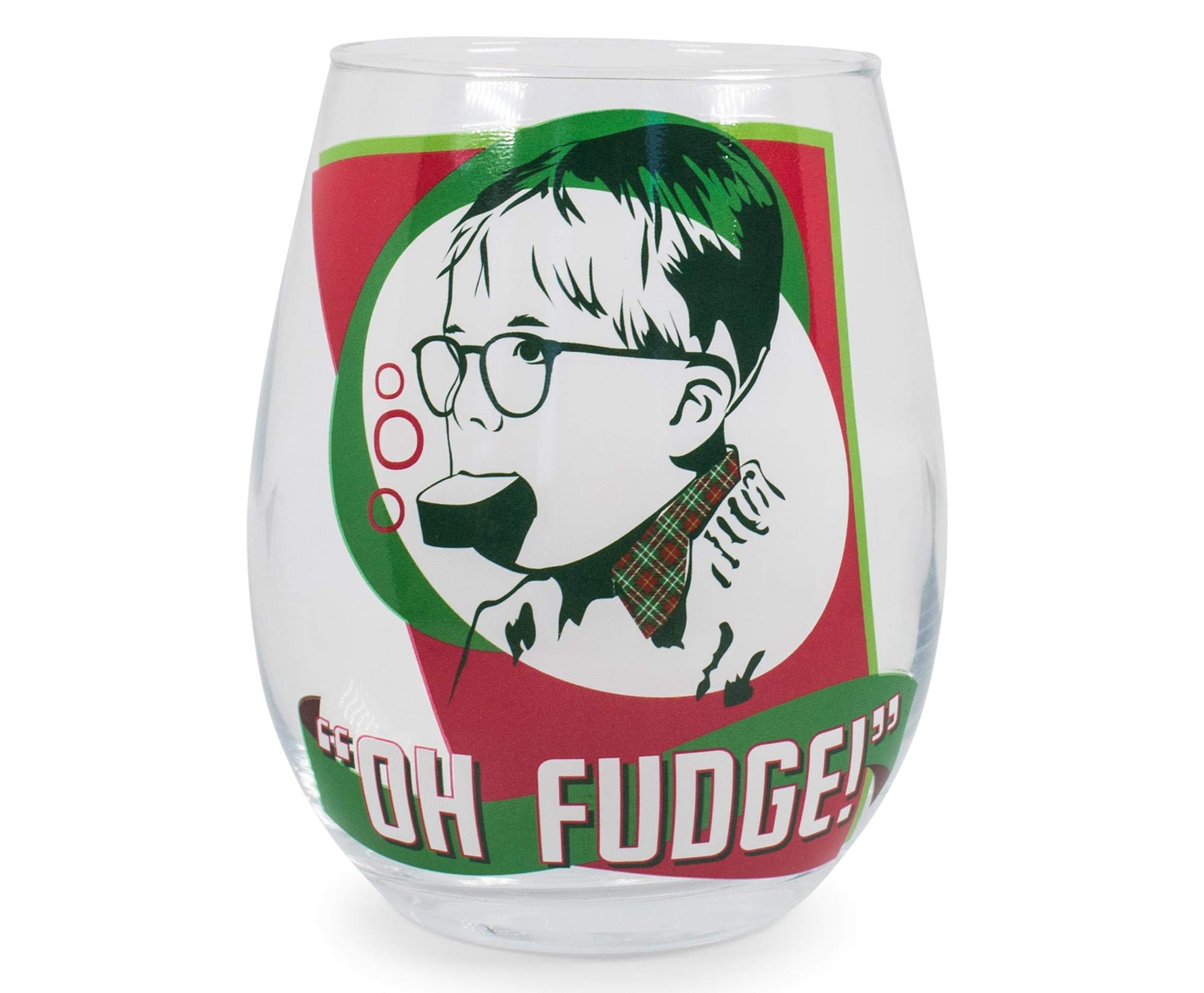 Silver Buffalo A Christmas Story Oh Fudge! Stemless Wine Glass | Holds 20 Ounces