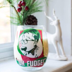 Silver Buffalo A Christmas Story Oh Fudge! Stemless Wine Glass | Holds 20 Ounces