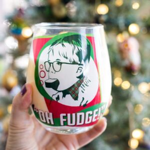 Silver Buffalo A Christmas Story Oh Fudge! Stemless Wine Glass | Holds 20 Ounces