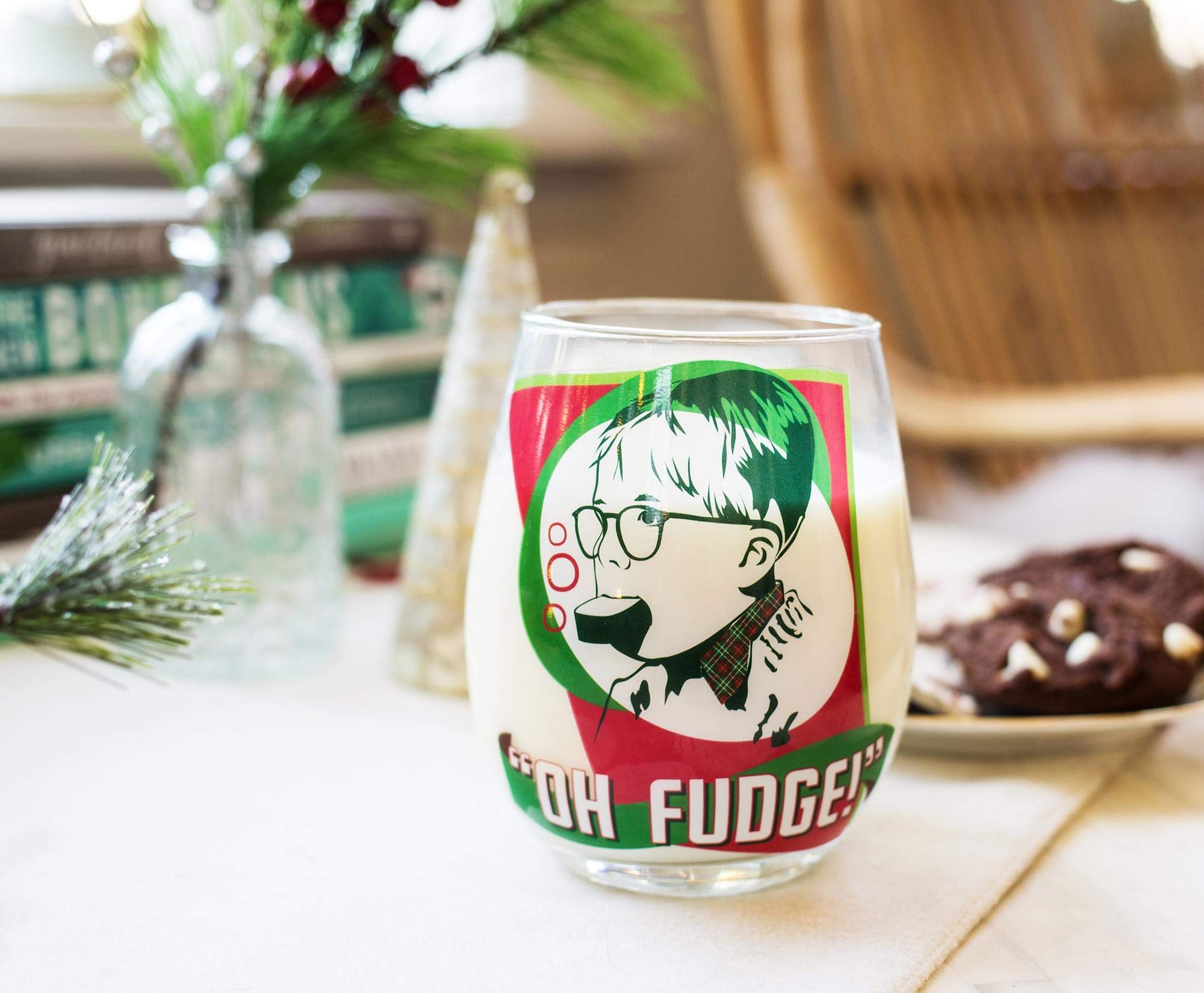 Silver Buffalo A Christmas Story Oh Fudge! Stemless Wine Glass | Holds 20 Ounces