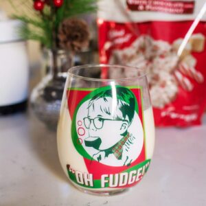 Silver Buffalo A Christmas Story Oh Fudge! Stemless Wine Glass | Holds 20 Ounces