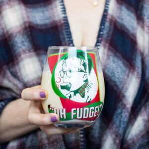 Silver Buffalo A Christmas Story Oh Fudge! Stemless Wine Glass | Holds 20 Ounces