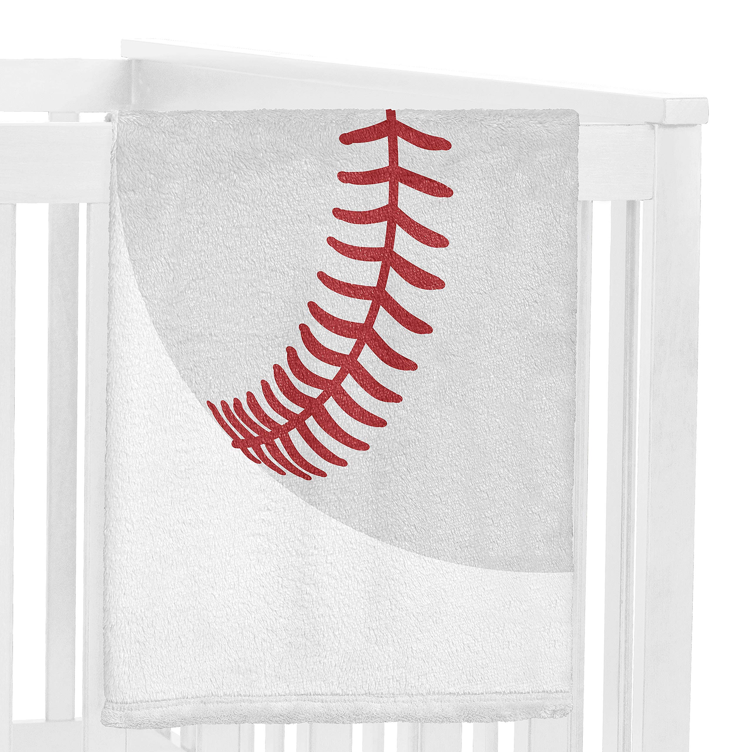 Sweet Jojo Designs Baseball Boy Milestone Blanket Monthly Newborn First Year Growth Mat Baby Shower Memory Keepsake Gift Picture - Red White and Blue Americana Sports Little Slugger