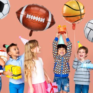 10 Pieces Sports Themed Foil Balloons Basketball, Baseball, Football, Volleyball and Soccer Foil Balloon Birthday Party Sports Balloon for Baby Shower Sports Themed Party Decoration Supplies