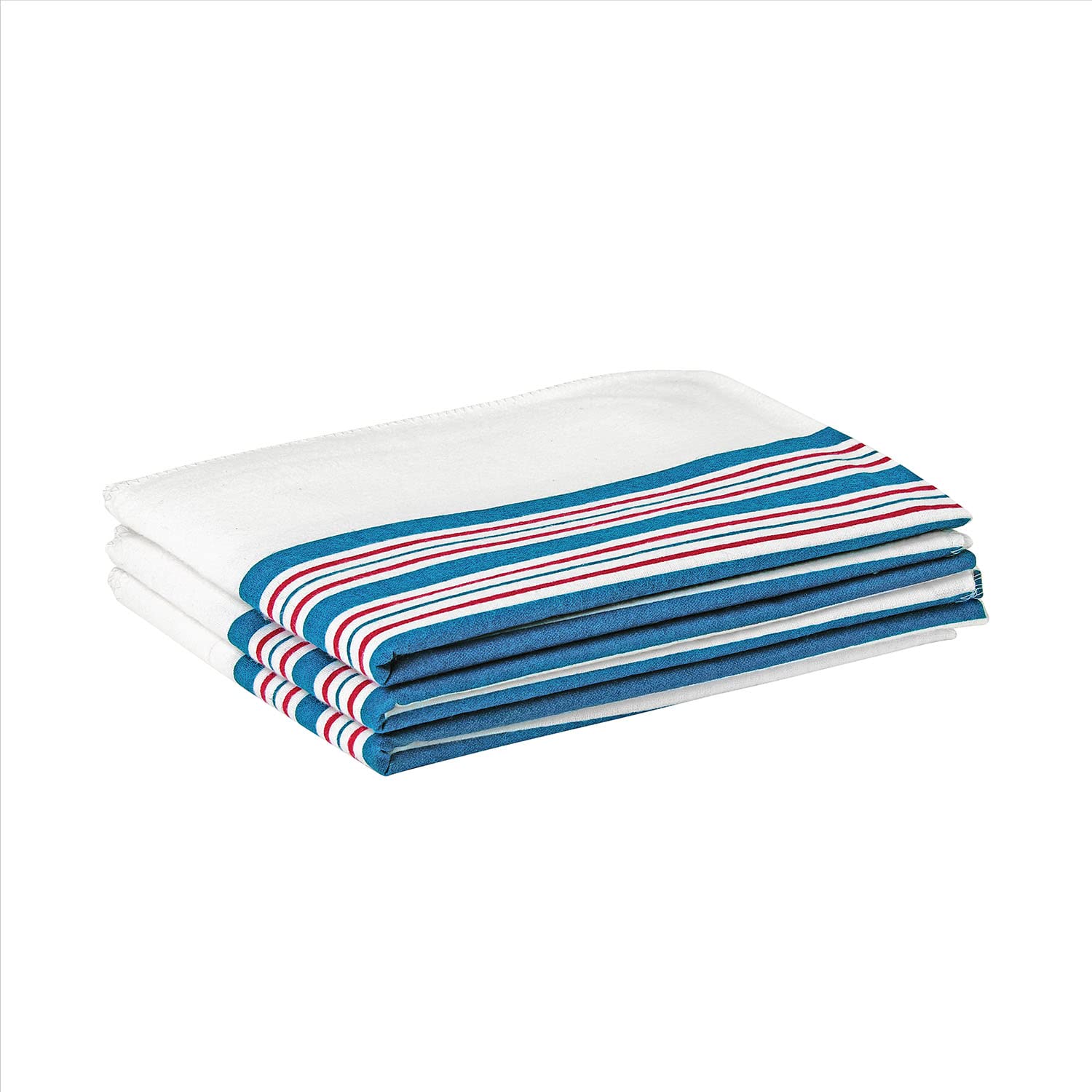 Medline Kuddle Up Hospital Receiving Baby Blankets, 100% Cotton, 30" x 40", White with Blue/Pink Stripes (Pack of 3)