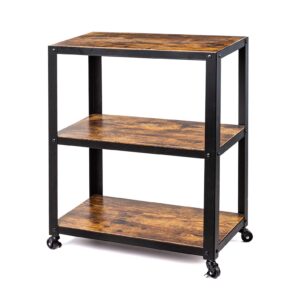 SODUKU Utility Cart 3 Tier Wood Metal All Purpose Rolling Storage Cart for Office Home Kitchen