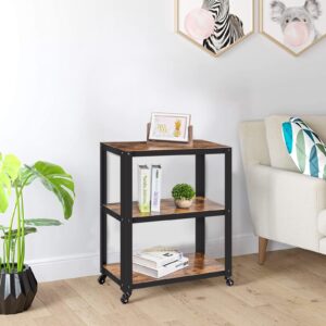 SODUKU Utility Cart 3 Tier Wood Metal All Purpose Rolling Storage Cart for Office Home Kitchen