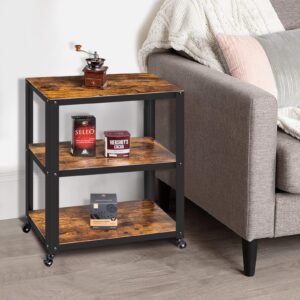 SODUKU Utility Cart 3 Tier Wood Metal All Purpose Rolling Storage Cart for Office Home Kitchen