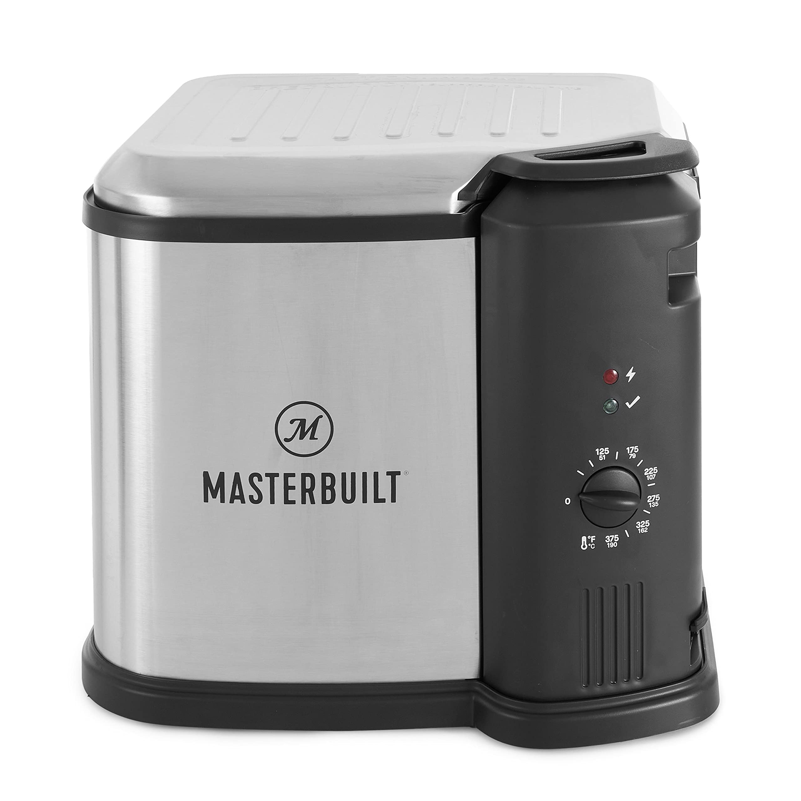 Masterbuilt MB20010118 8 Liter Electric 3-in-1 Deep Fryer Boiler Steamer Cooker with Basket for Turkey, Seafood, & More, Silve