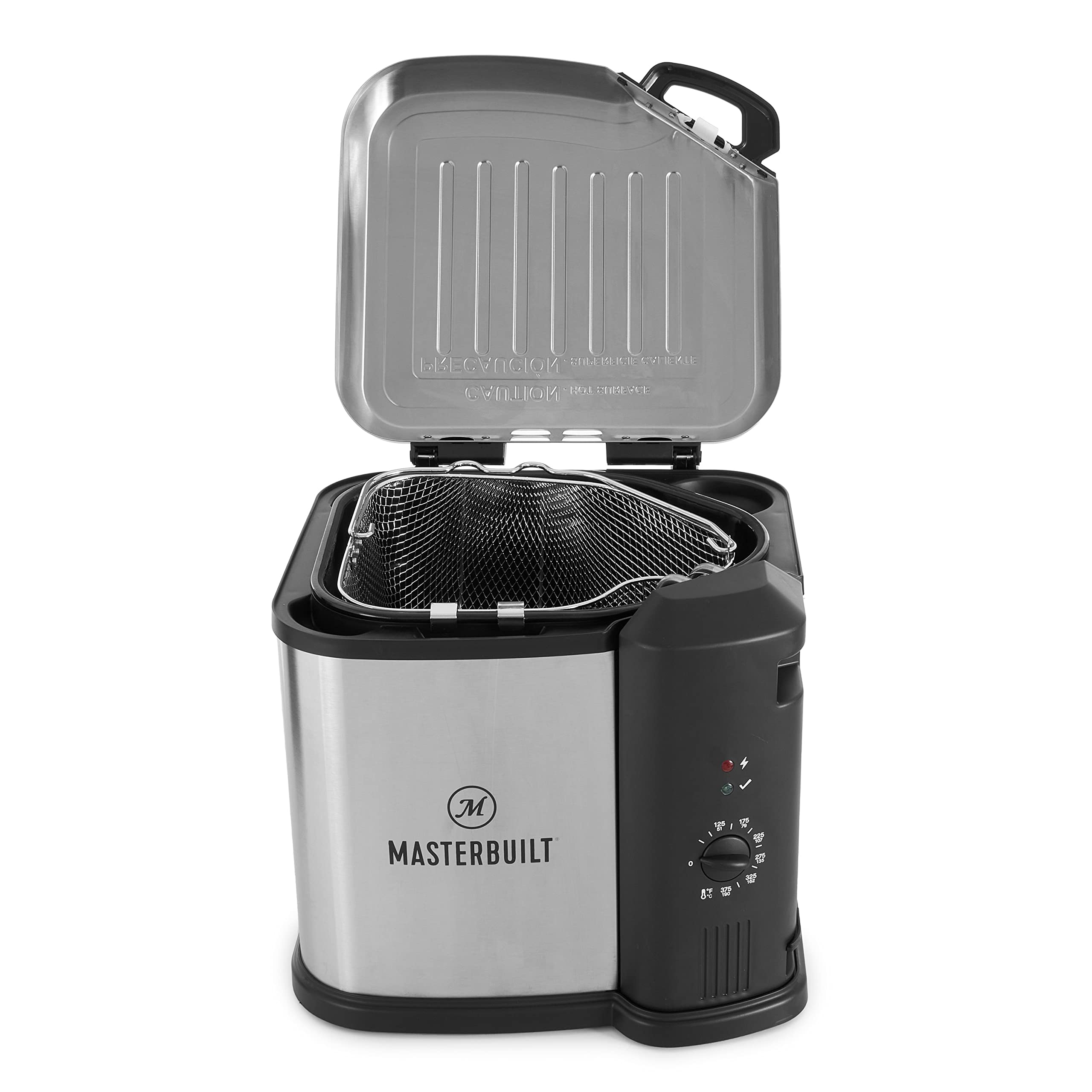 Masterbuilt MB20010118 8 Liter Electric 3-in-1 Deep Fryer Boiler Steamer Cooker with Basket for Turkey, Seafood, & More, Silve