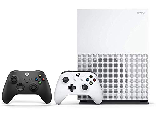 Microsoft Classic Original Xbox One S 1TB HDD with 4K Blu-ray DVD Reader, Two Wireless Controllers Black and White Included,1-Month Game Pass Trial, 14-Day Xbox Live Gold + AllyFlex Sports Cup Mat