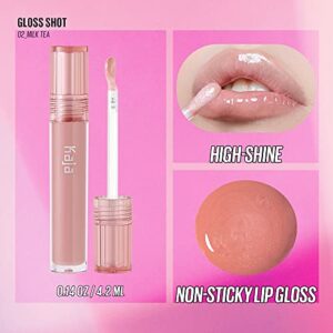 Kaja Lip Gloss - Gloss Shot | with Jojoba Oil, Tinted Shimmer, Hydrating, Non-sticky, Juicy, Nude, Plumper Looking Lips, 02 Milk Tea, 0.14 Fl Oz