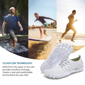 Racqua Water Shoes Quick Dry Barefoot Beach Aqua Sport Swim Surf Pool Hiking Diving Walking for Men Women White 8.5 Women/7.5 Men