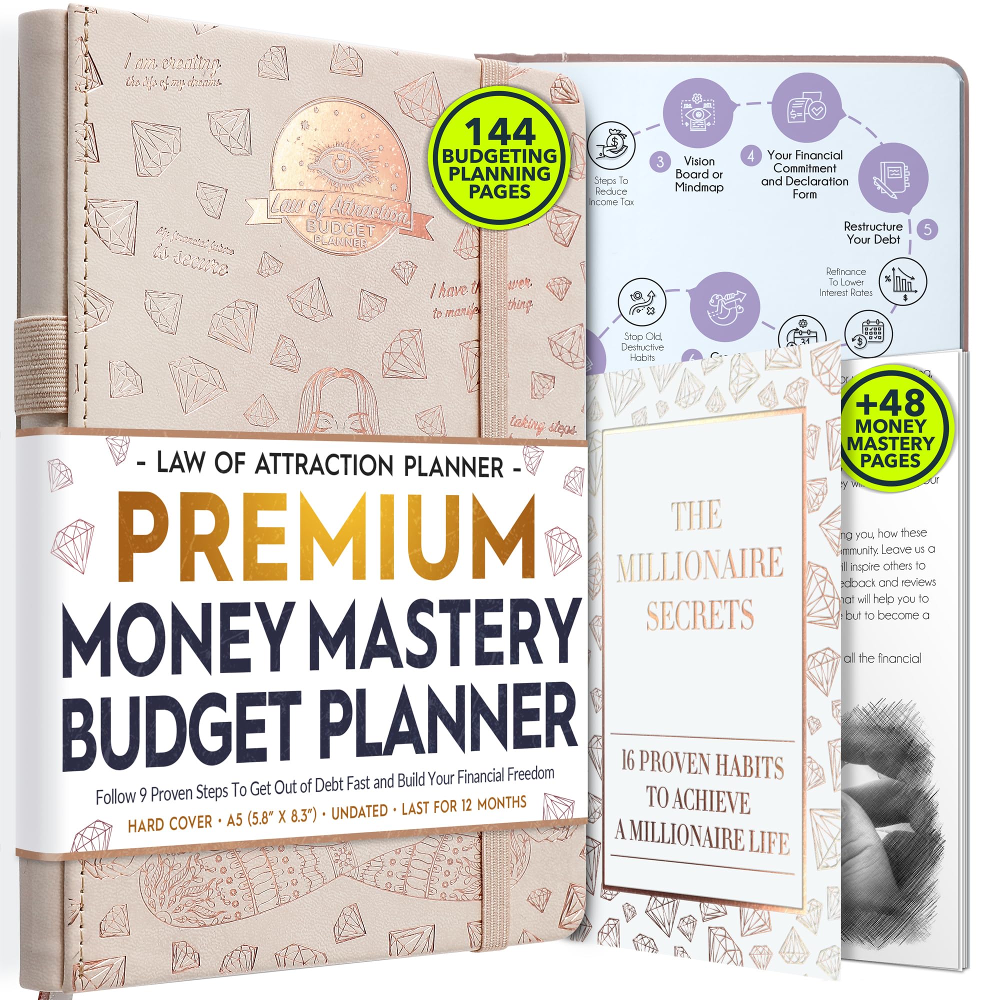 Financial Planner, Monthly Budget Planner and Monthly Bill Organizer - 12 Month Journey to Financial Freedom, Monthly Budget Book Planner, Money Saving Book a Budgeting Planner or Finance Planner