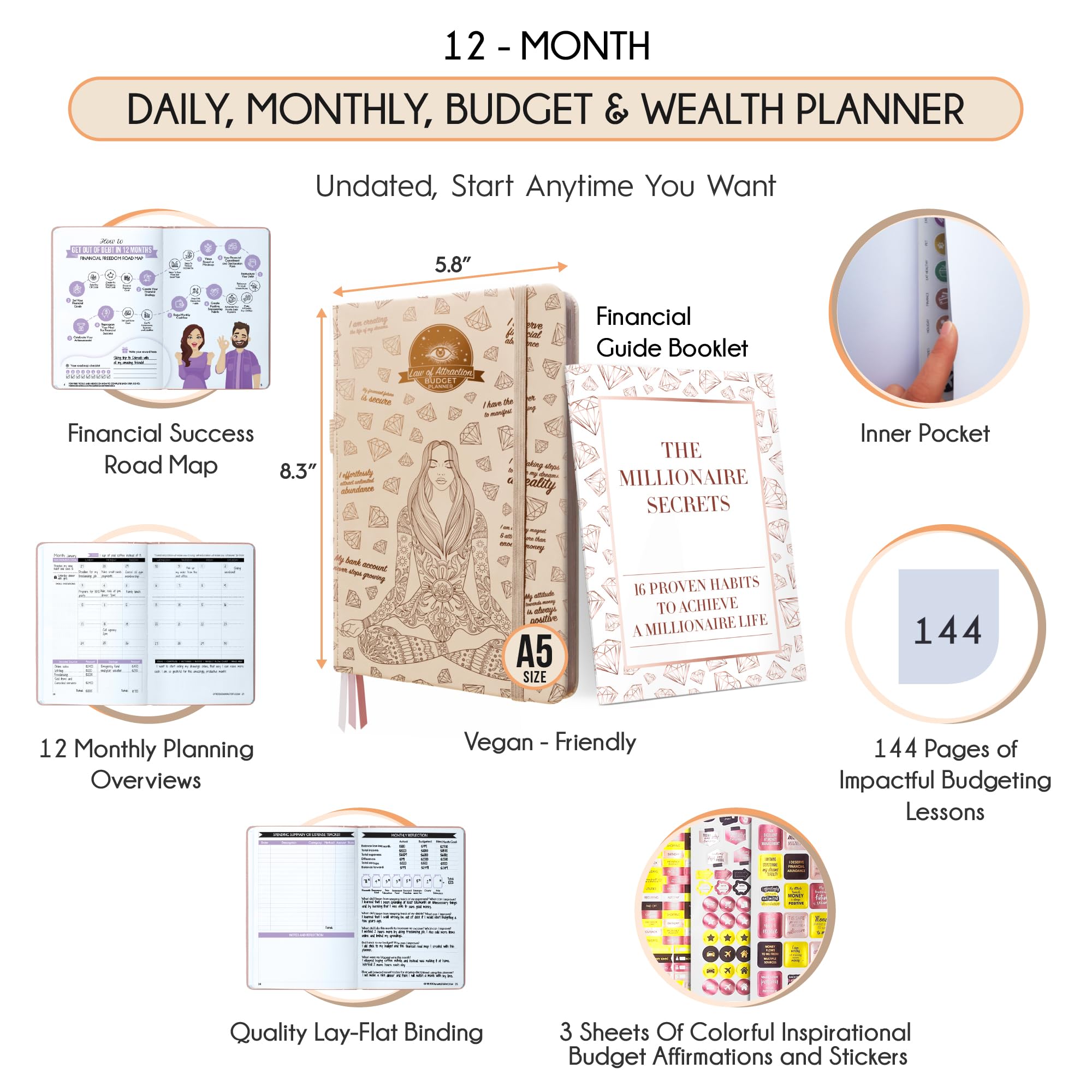 Financial Planner, Monthly Budget Planner and Monthly Bill Organizer - 12 Month Journey to Financial Freedom, Monthly Budget Book Planner, Money Saving Book a Budgeting Planner or Finance Planner