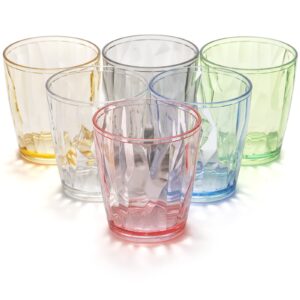 Hedume Set of 6 Unbreakable Premium Drinking Glasses, 6 Colors 10.5 Oz Stackable Tritan Tumbler Cups, BPA Free