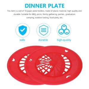 DOITOOL 10pcs Grill Plate Round Bbq Paper Plate Trays Disposable Plates Holder Bbq Plate Tray Floral Paper Plates Snack Platter Colorful Plates Picnic Plate Tray Thing Plastic Food Travel