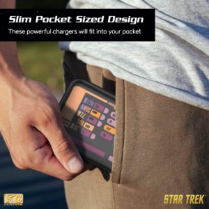 Star Trek Phone Charger | Slim Pocket Sized 10,000mAh Power Bank with TNG LCARS Design, 3 USB Outputs, 2.1A & 1A, Charges Three Devices, USB-A and Type-C Charging, Phone and Tablet Backup Battery