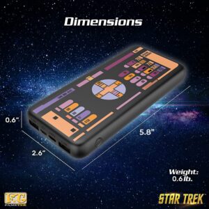 Star Trek Phone Charger | Slim Pocket Sized 10,000mAh Power Bank with TNG LCARS Design, 3 USB Outputs, 2.1A & 1A, Charges Three Devices, USB-A and Type-C Charging, Phone and Tablet Backup Battery