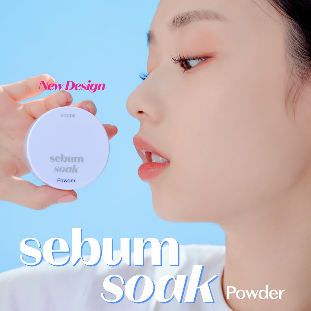 ETUDE Sebum Soak Powder 5g (21AD) | Makeup Powder for Oily Face with Sebum Control, Soft Skin Effect and Matte Finish | Flawless Long-Lasting Make up | Kbeauty