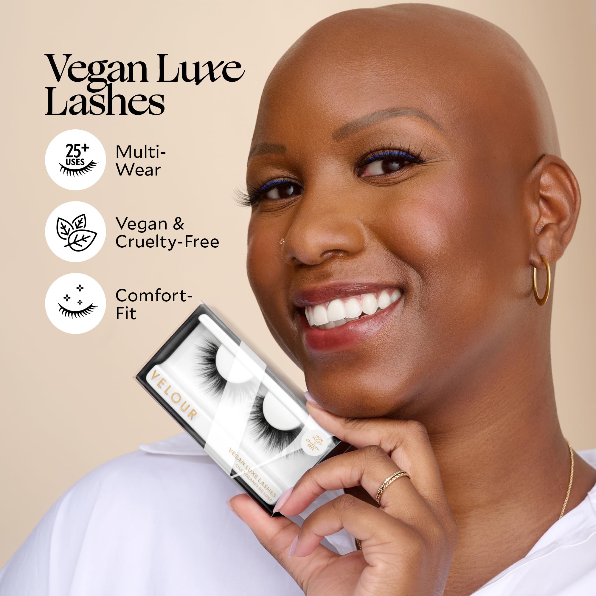 Velour Vegan Luxe Eyelashes – Luxurious Natural False Lashes - Lightweight, Reusable, Handmade Fake Lash Extensions - Wear up to 25 Times – 100% Vegan Mink, Soft and Comfortable, All Eye Shapes