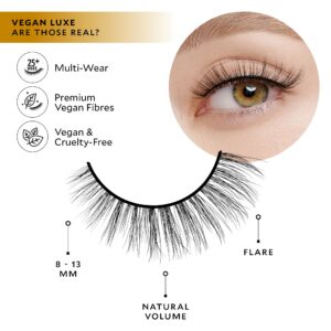 Velour Vegan Luxe Eyelashes – Luxurious Natural False Lashes - Lightweight, Reusable, Handmade Fake Lash Extensions - Wear up to 25 Times – 100% Vegan Mink, Soft and Comfortable, All Eye Shapes